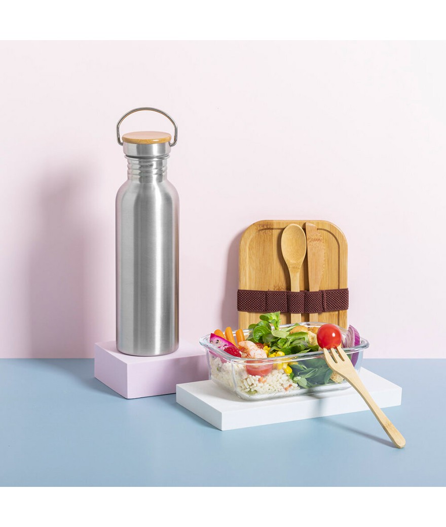Gourde acier inoxydable et bambou 800 ml